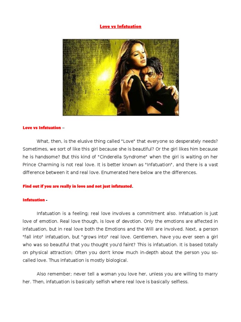 Love Vs Infatuation | PDF | Emotions | Love