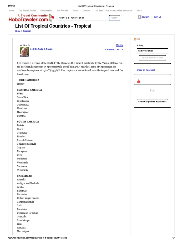 List of Tropical Countries - Tropical | PDF | Tropics | Caribbean