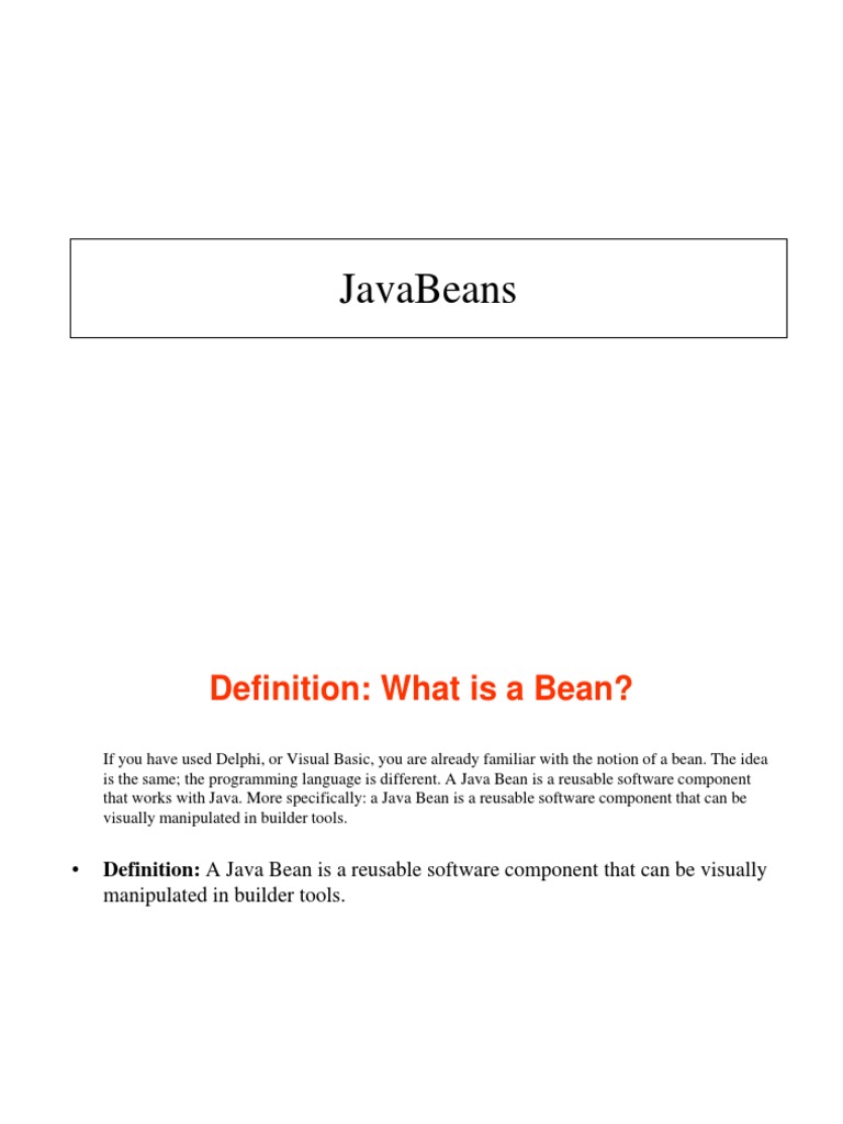 Java Beans | PDF | Java (Programming Language) | Component Based Software Engineering