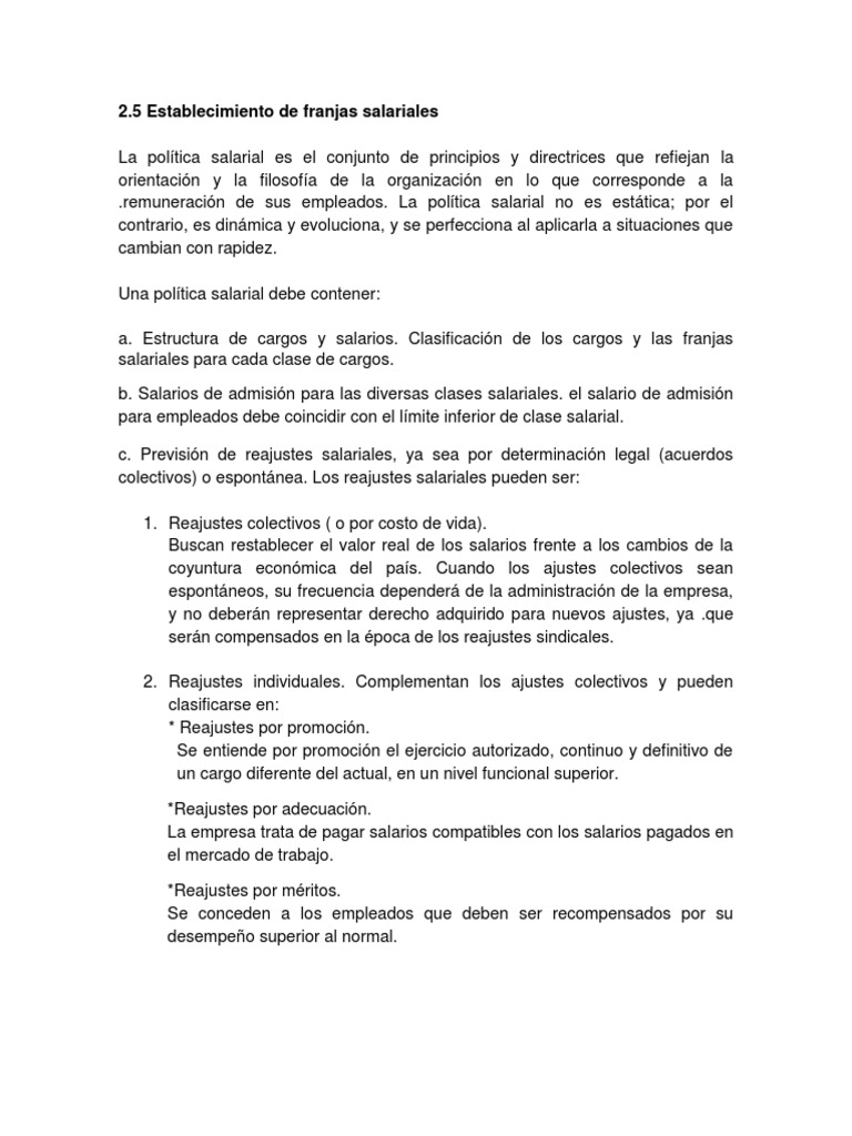 Establecimiento de Franjas Salariales | PDF | Salario | Business