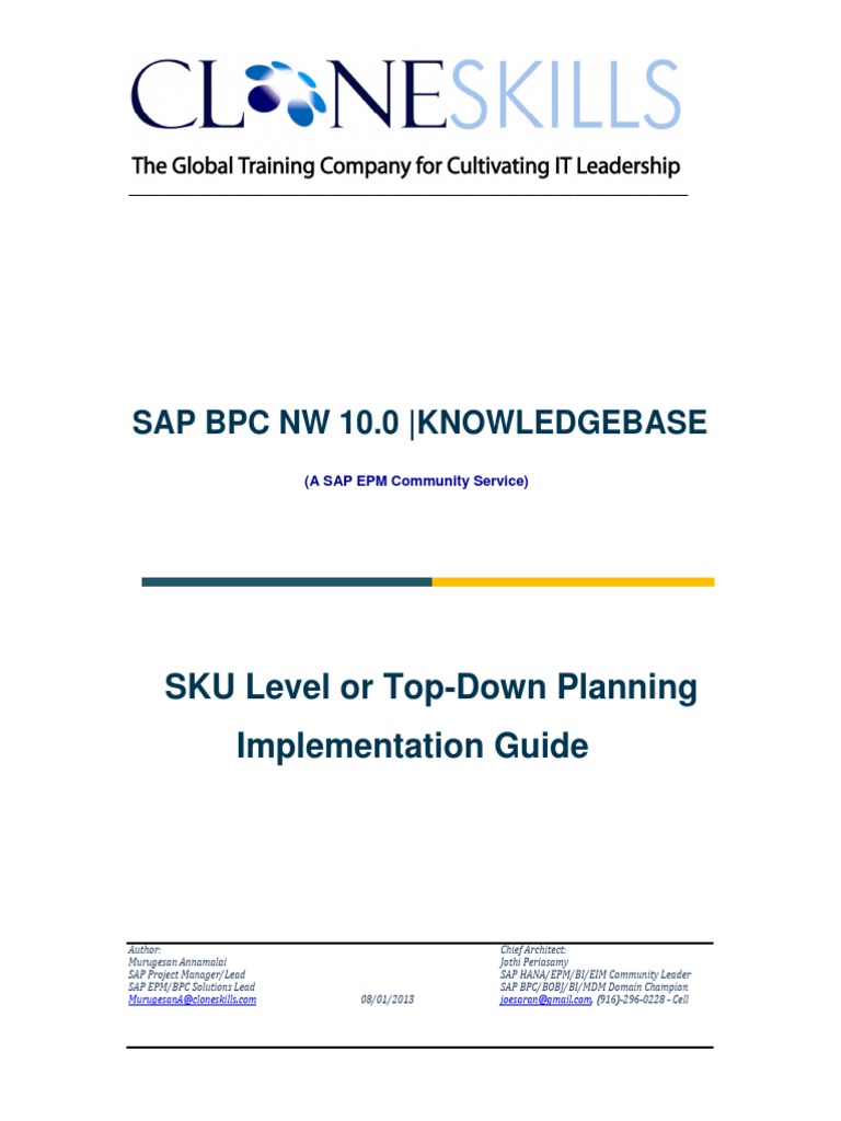 SAP BPC Knowledge Base: SKU Level or Top-Down Planning | PDF ...