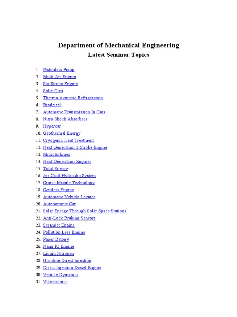 Seminar Topics | PDF | Mechanical Engineering | Applied And ...