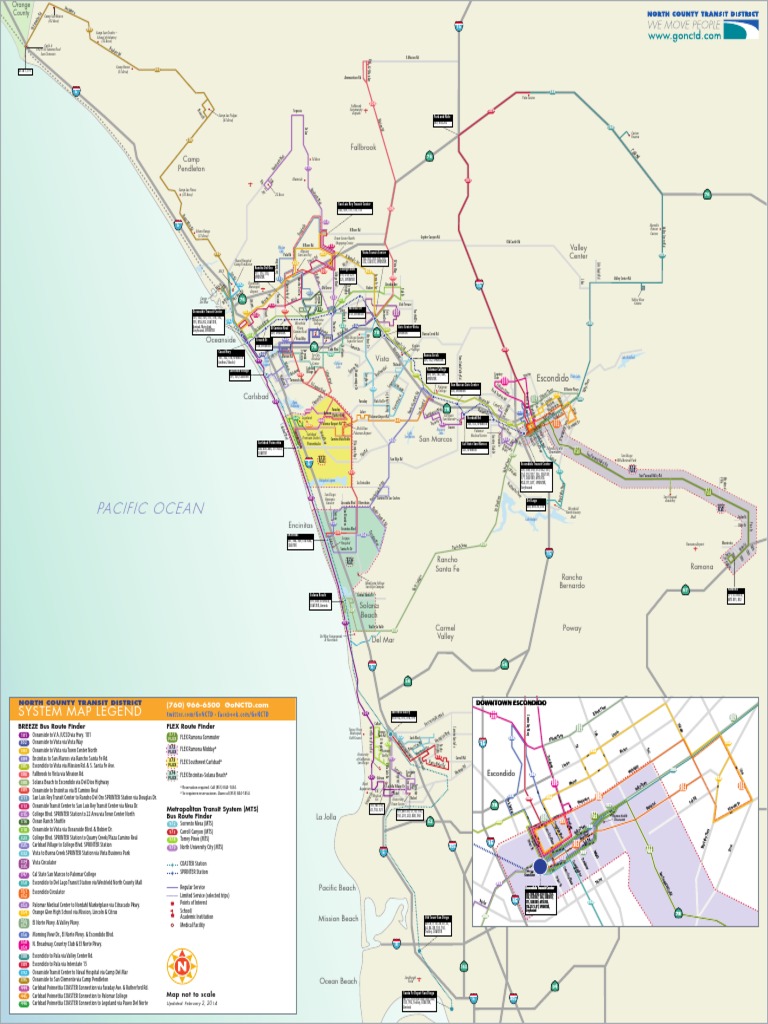 NCTD System Map Feb 2014 W | PDF | San Diego County | Public Transport