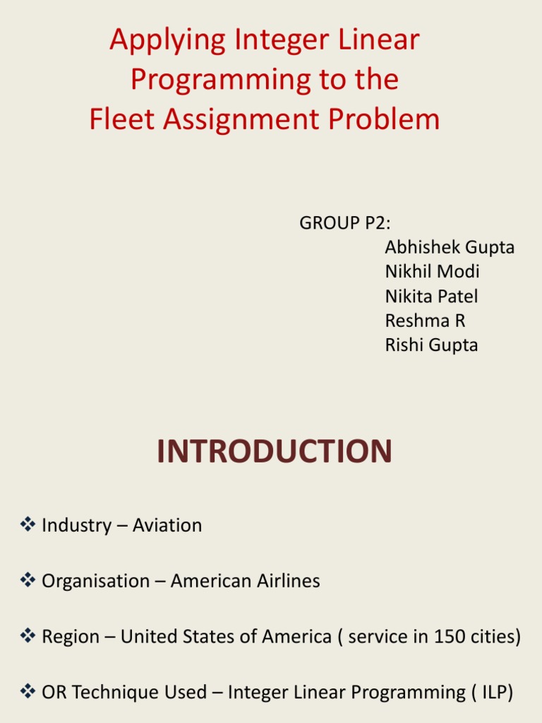 Aviation Fleet Optimization | PDF | Linear Programming | Applied ...