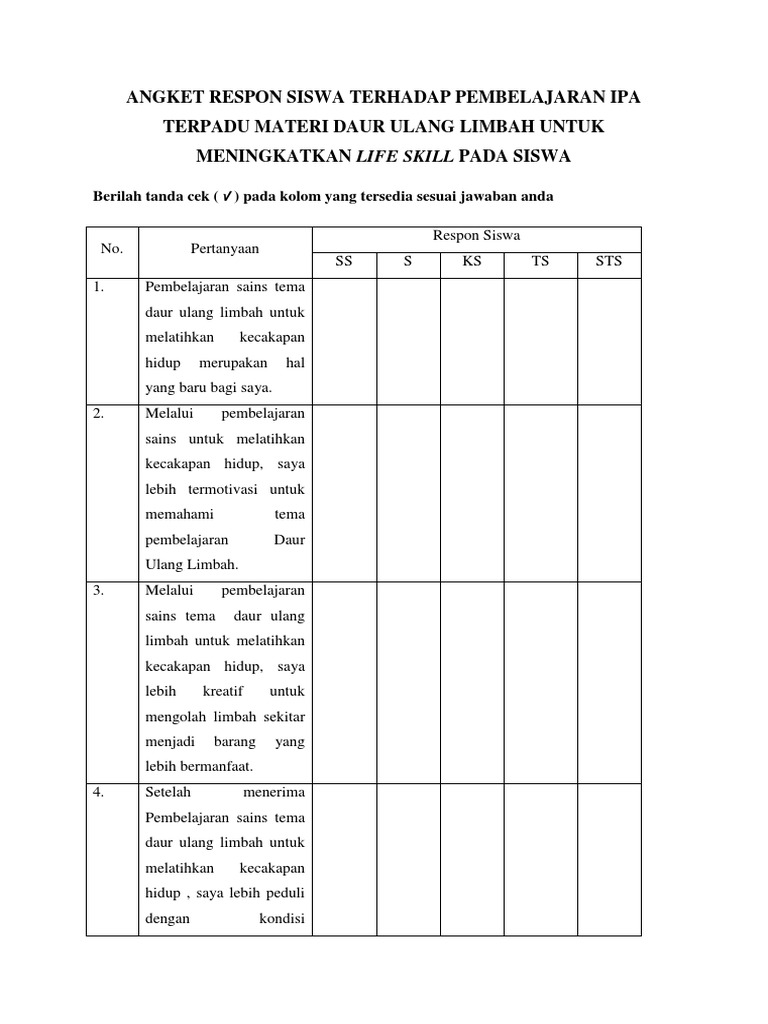 Lembar Observasi Respon | PDF