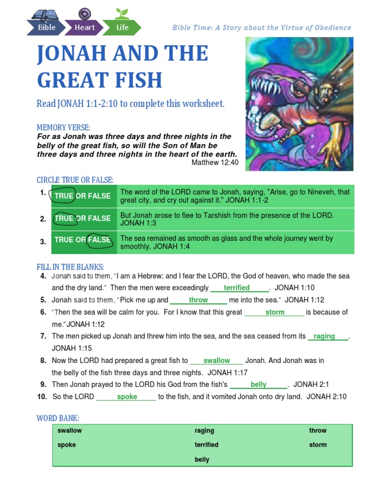 Jonah Worksheet Key | PDF