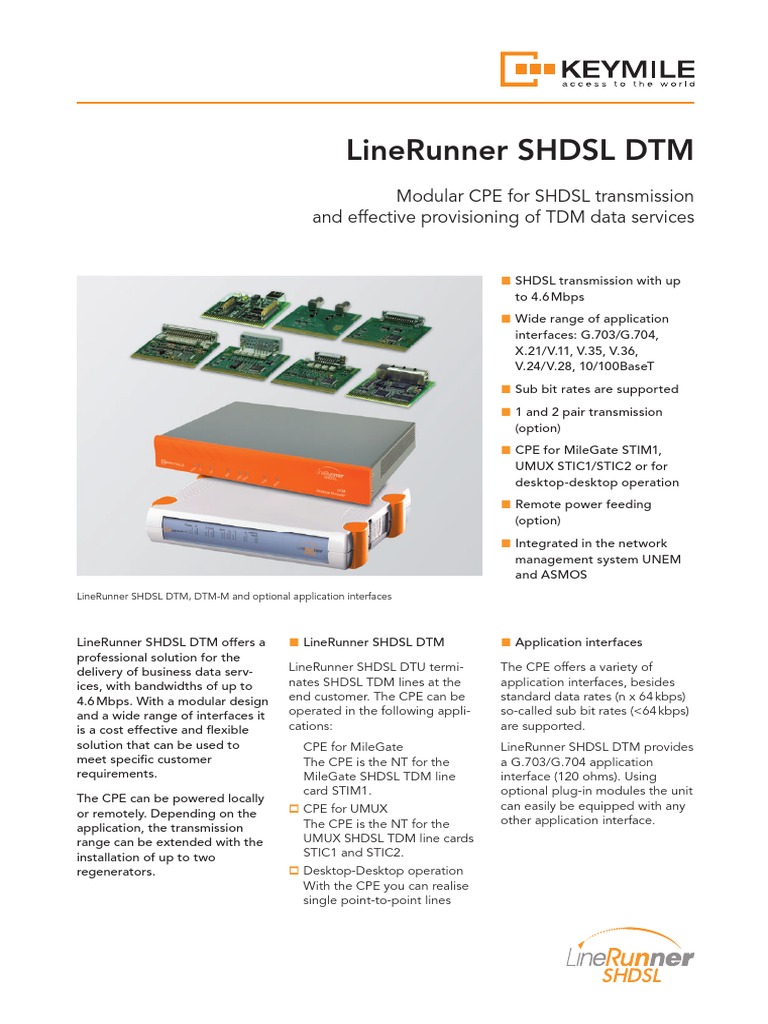 DS LineRunner SHDSL DTM PDF | PDF | Customer Premises Equipment | Bit Rate