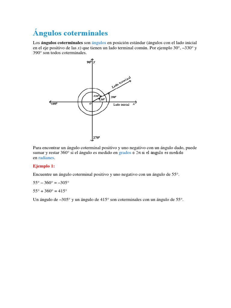 Ángulos Coterminales | PDF | Métodos y materiales de enseñanza