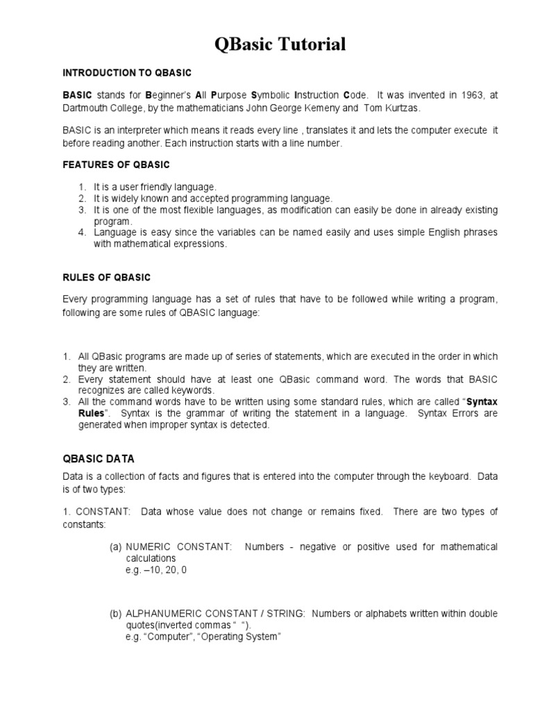 8 - Qbasic Tutorials | PDF | Variable (Computer Science) | Control Flow