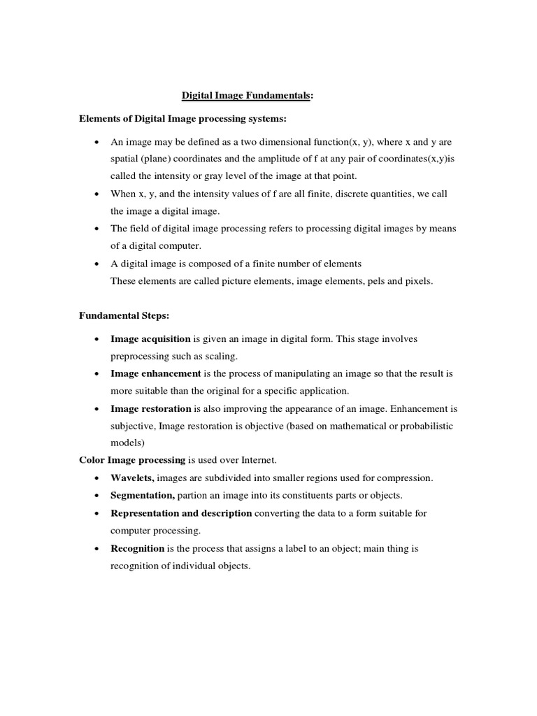 Digital Image Fundamentals: Elements of Digital Image Processing Systems | PDF | Rgb Color Model ...