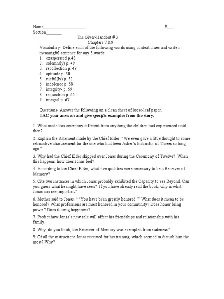 Giver Section3 | PDF