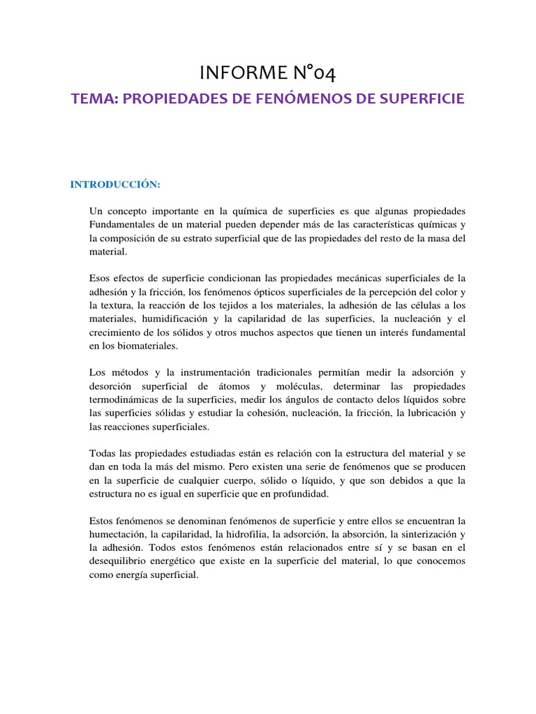 Propiedades de Fenómenos de Superficie | PDF | Adsorción | Absorción ...