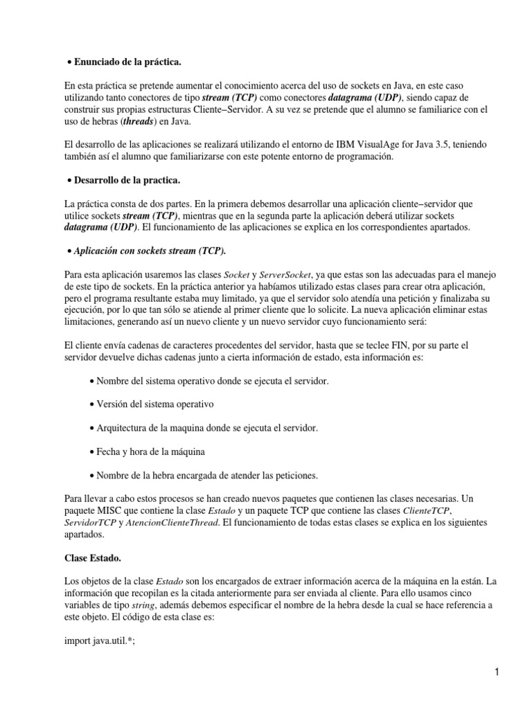 Sockets en Java | PDF | Zócalo de red | Java (lenguaje de programación)