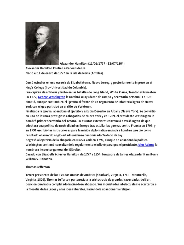 Alexander Hamilton | PDF | Thomas Jefferson | George Washington