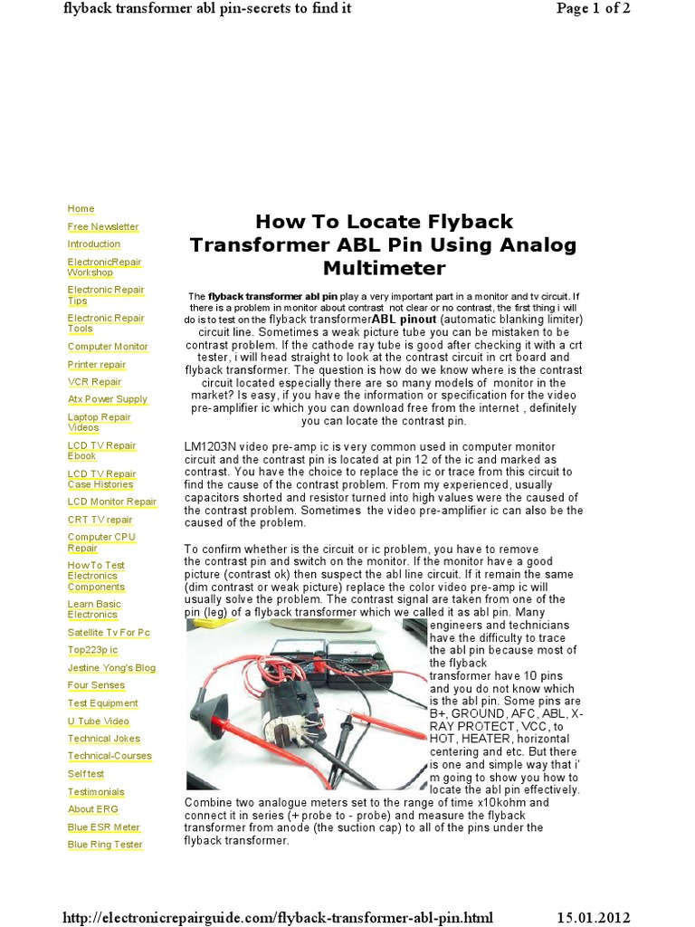 Flyback Transformer ABL Pin | Download Free PDF | Cathode Ray Tube ...