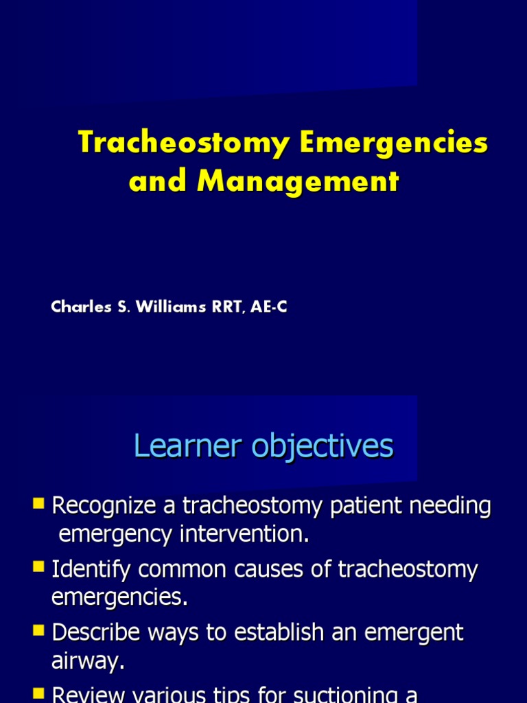 Tracheostomy Emergencies and Management | PDF | Pulmonology | Diseases ...