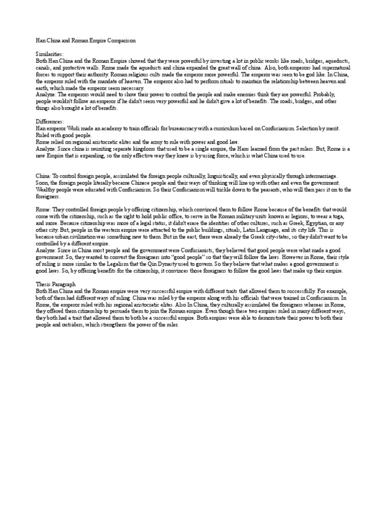 History Students: Han vs. Rome | PDF | Emperor Of China | Ancient Rome