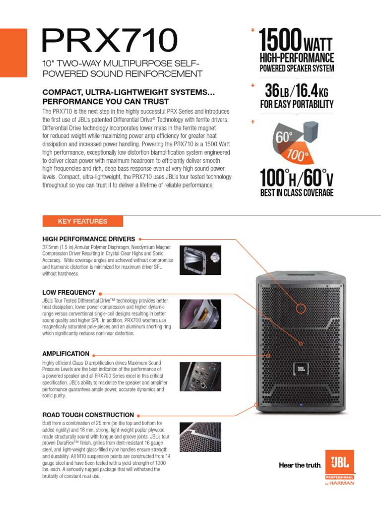 prx710 Datasheet072913 Email | PDF | Loudspeaker | Sound Technology