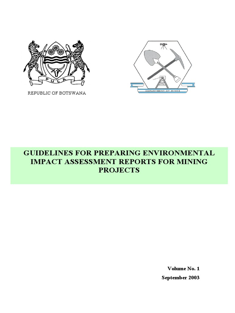 EIA Mining Guidelines For Mining Projects Vol1 | PDF