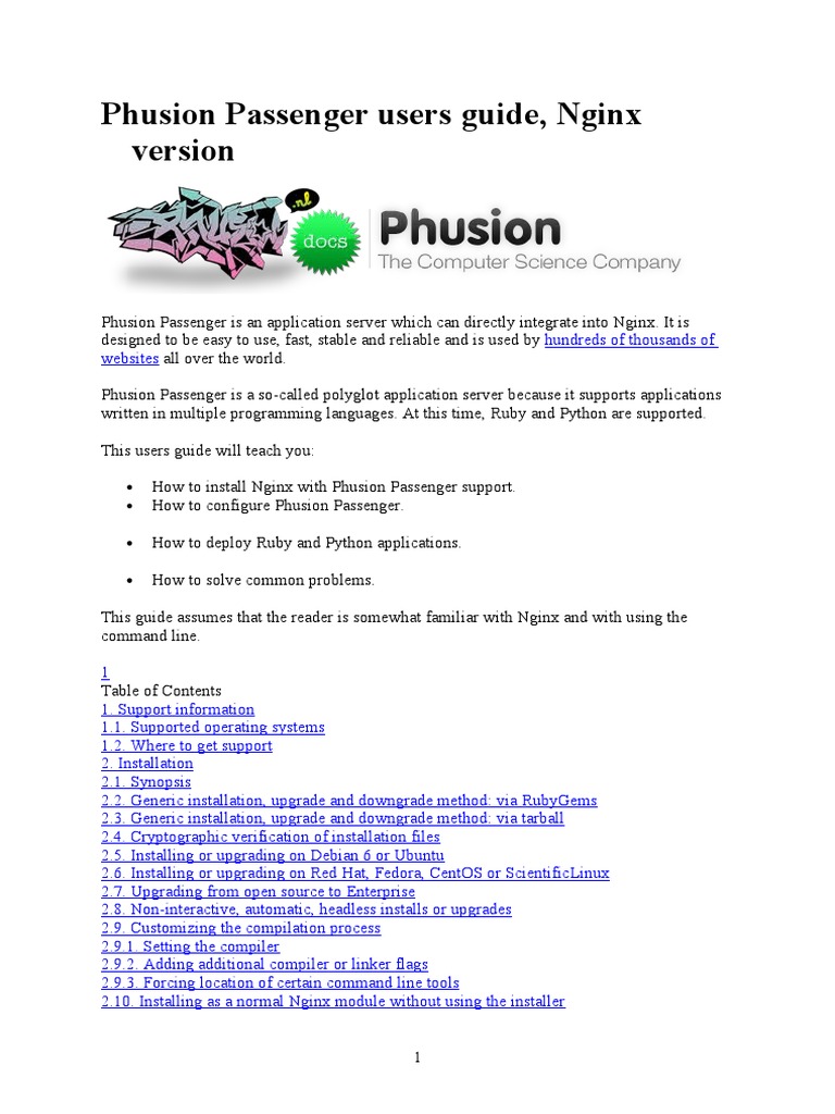 Phusion Passenger Users Guide Pdf Advanced Packaging Tool Web Server 