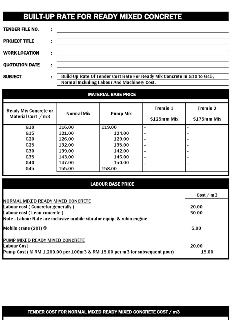 Build Up Rate Format - Concretor | PDF | Nature