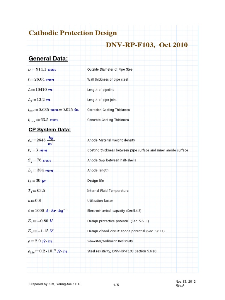 Cathodic Protection Design Calculation by DNV PDF | PDF | Physical ...