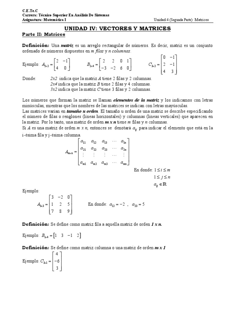 Matrices | Descargar gratis PDF | Matriz (Matemáticas) | Física teórica