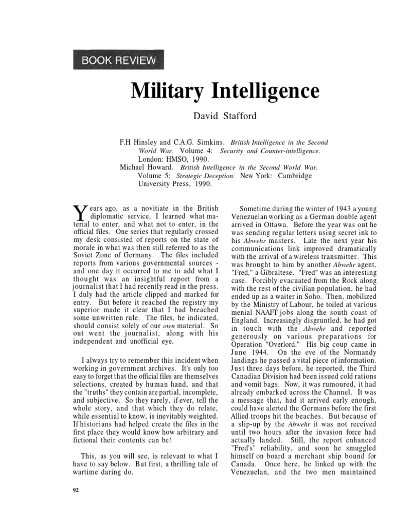 British Intelligence in WWII: Insights | PDF | Mi5 | Espionage