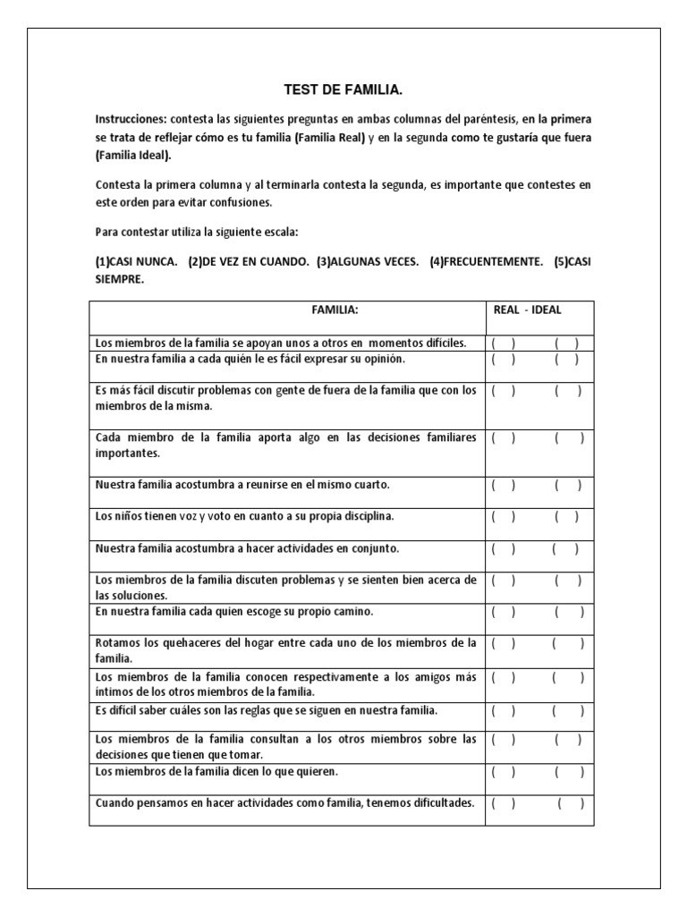 Test para La Familia Fases II | PDF | Toma de decisiones | Percepción