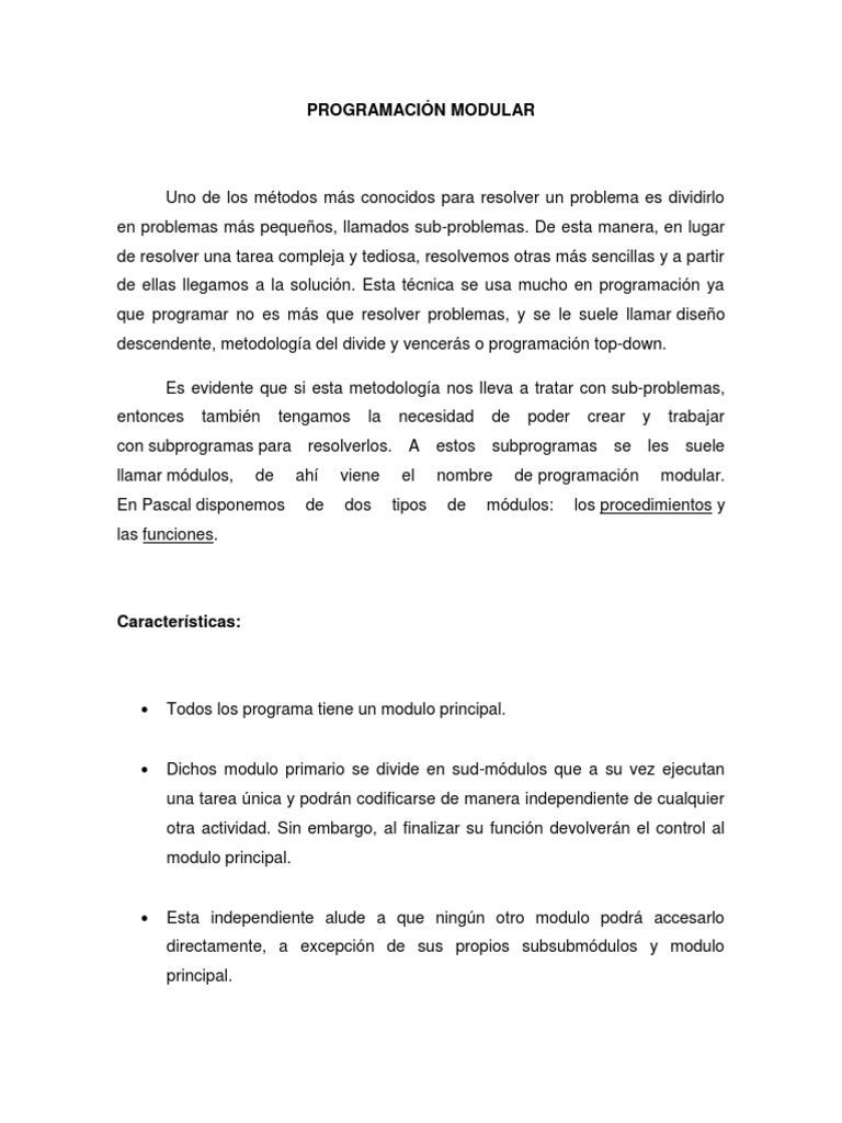 Programación Modular | PDF | Áreas de informática | Programación de computadoras