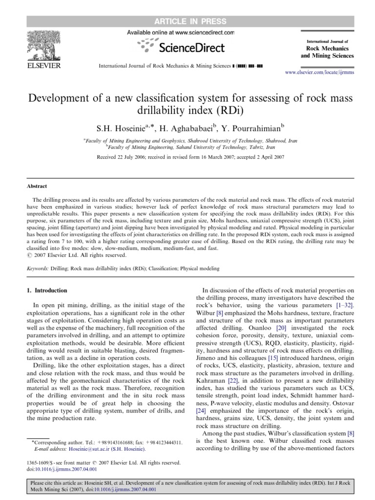 Drillability Index | PDF | Strength Of Materials | Rock (Geology)
