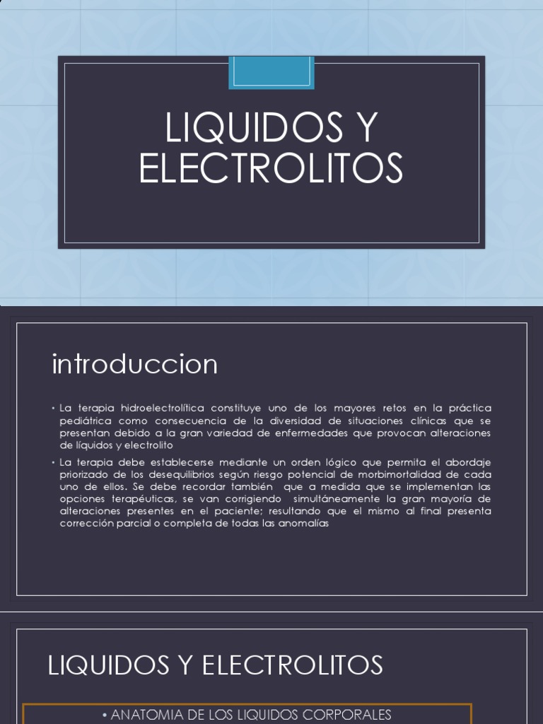 Liquidos y Electrolitos | PDF | Potasio | Dieta y nutrición
