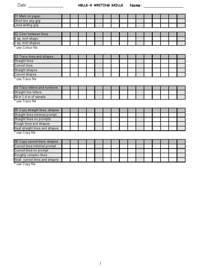 ABLLS-R Writing Skills Overview | PDF