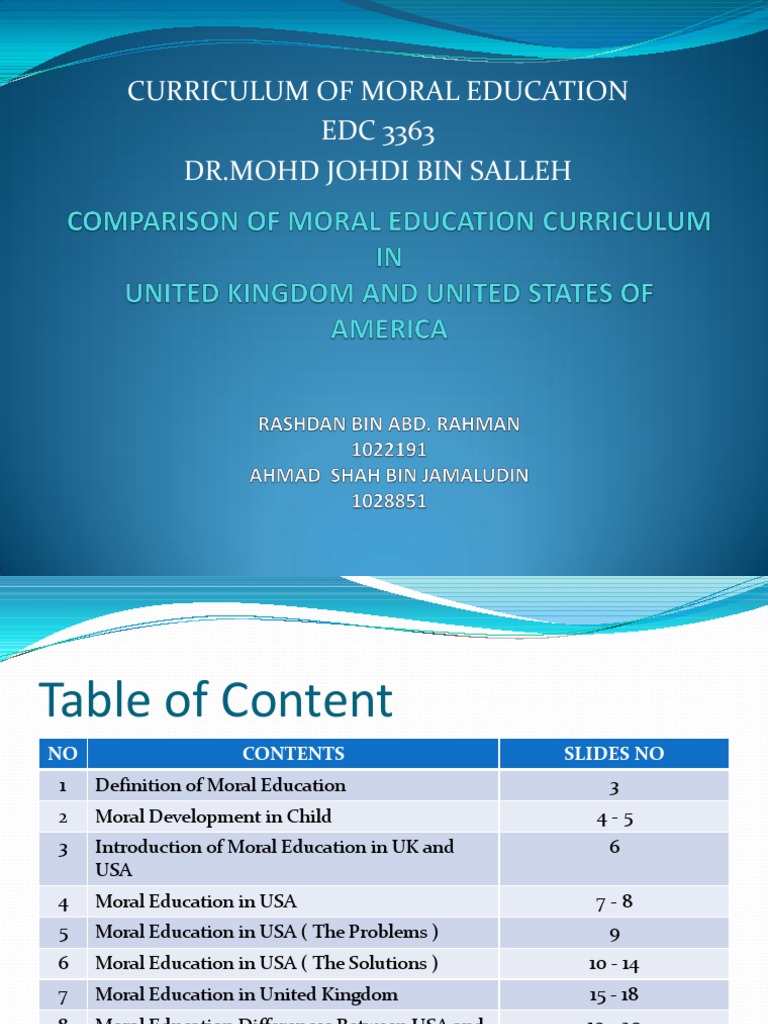 Curriculum of Moral Education | PDF | Value (Ethics) | Morality