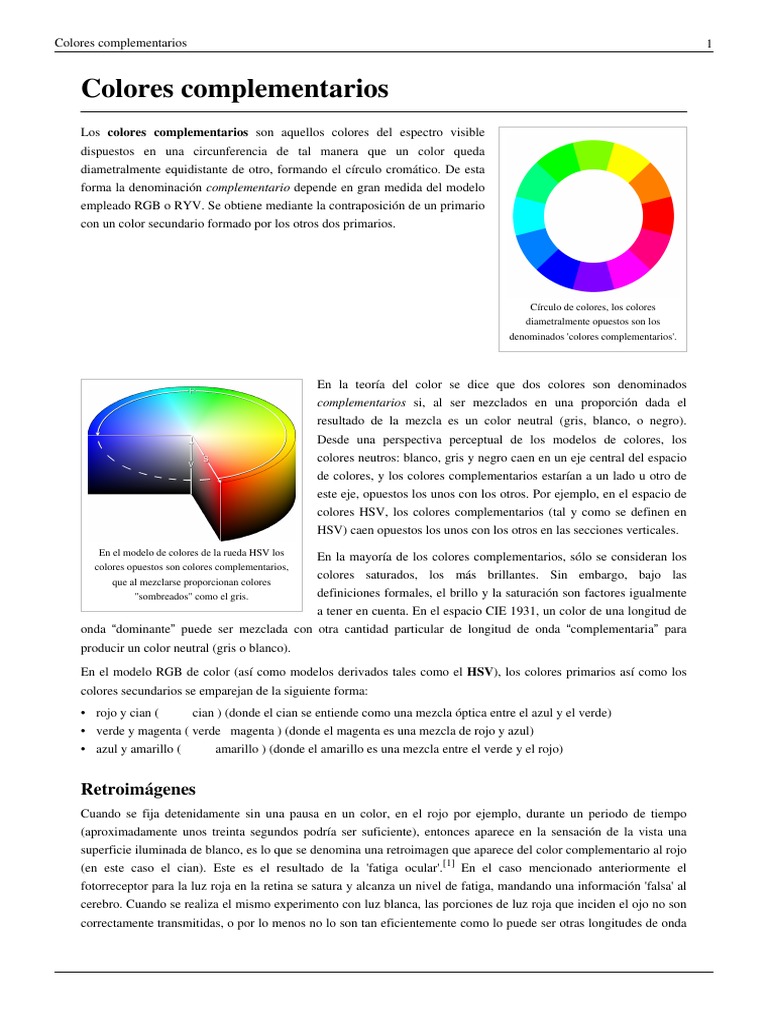 Colores Complementarios PDF | PDF | Tecnicas artisticas | Color