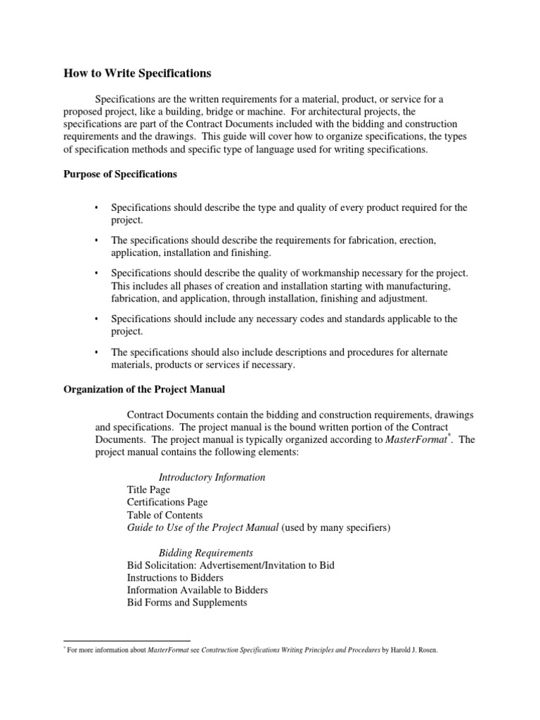 How To Write Specifications | PDF | Specification (Technical Standard ...