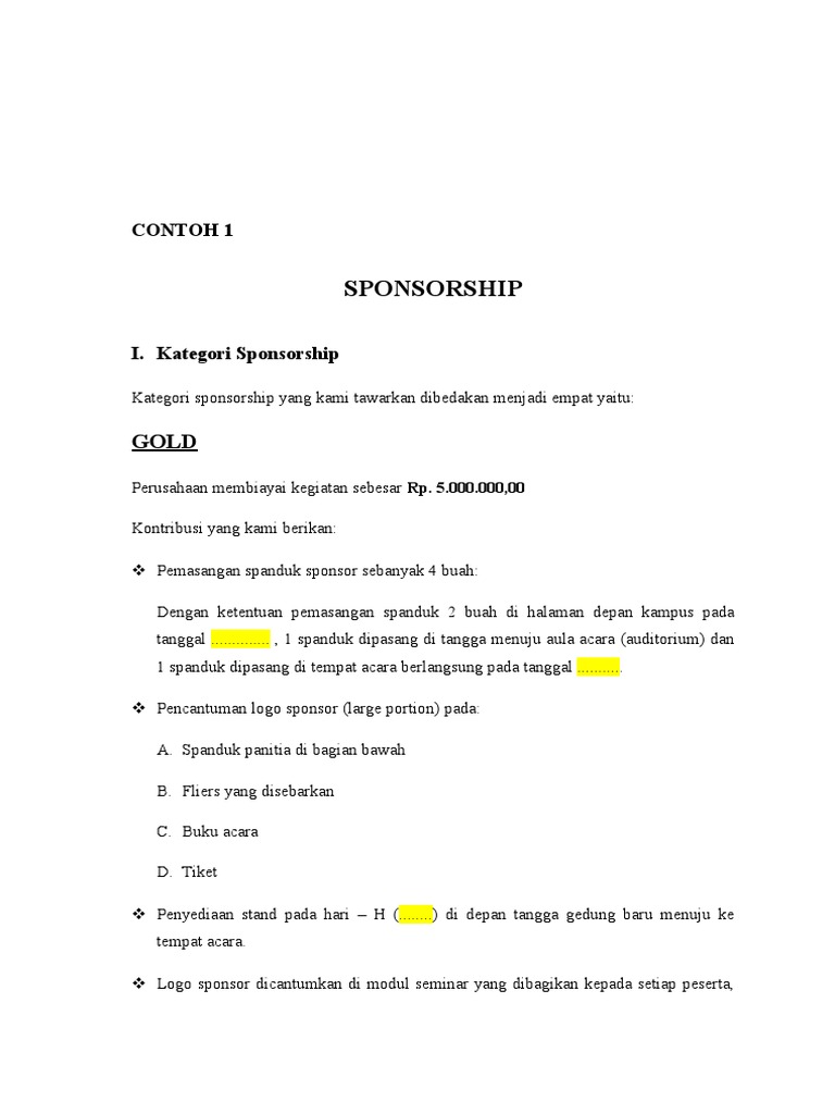 Contoh Mou Sponsorship | PDF | Seni