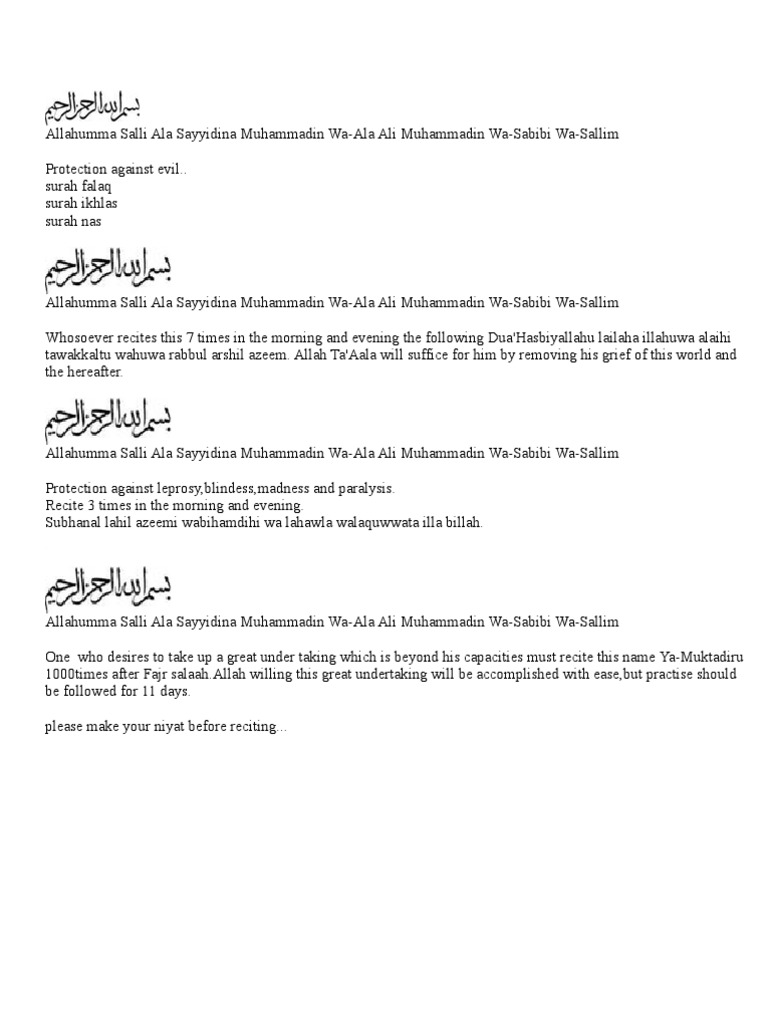 Allahumma Salli Ala Sayyidina Muhammad in Wa | PDF | Abrahamic ...