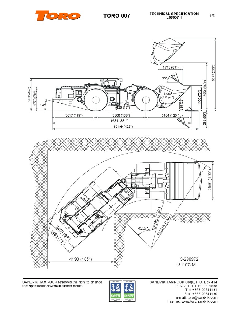 Toro 007 Technical Specifications | PDF | Vehicle Technology ...