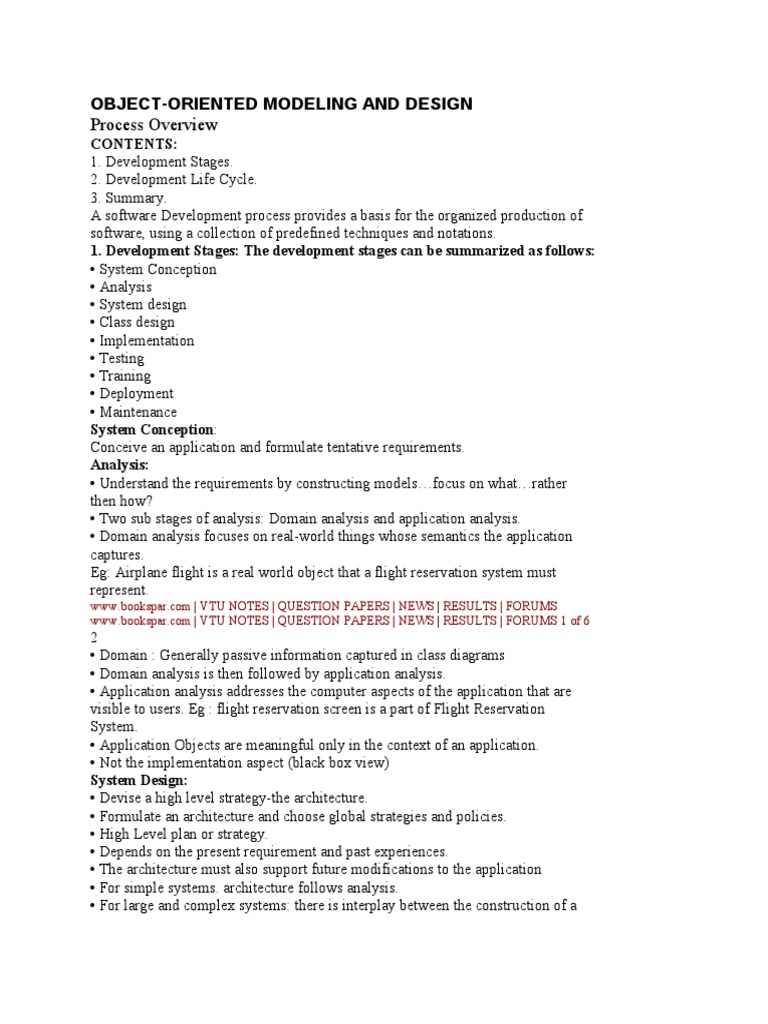 Process Overview: Object-Oriented Modeling and Design | PDF ...