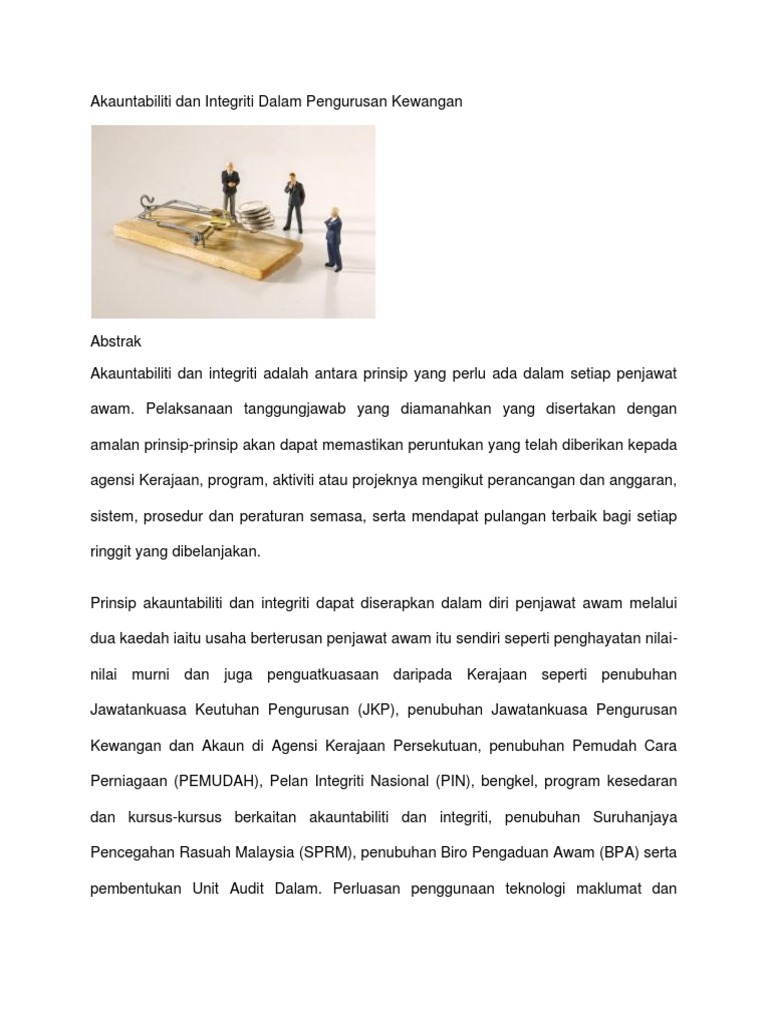 Akauntabiliti Dan Integriti Dalam Pengurusan | PDF