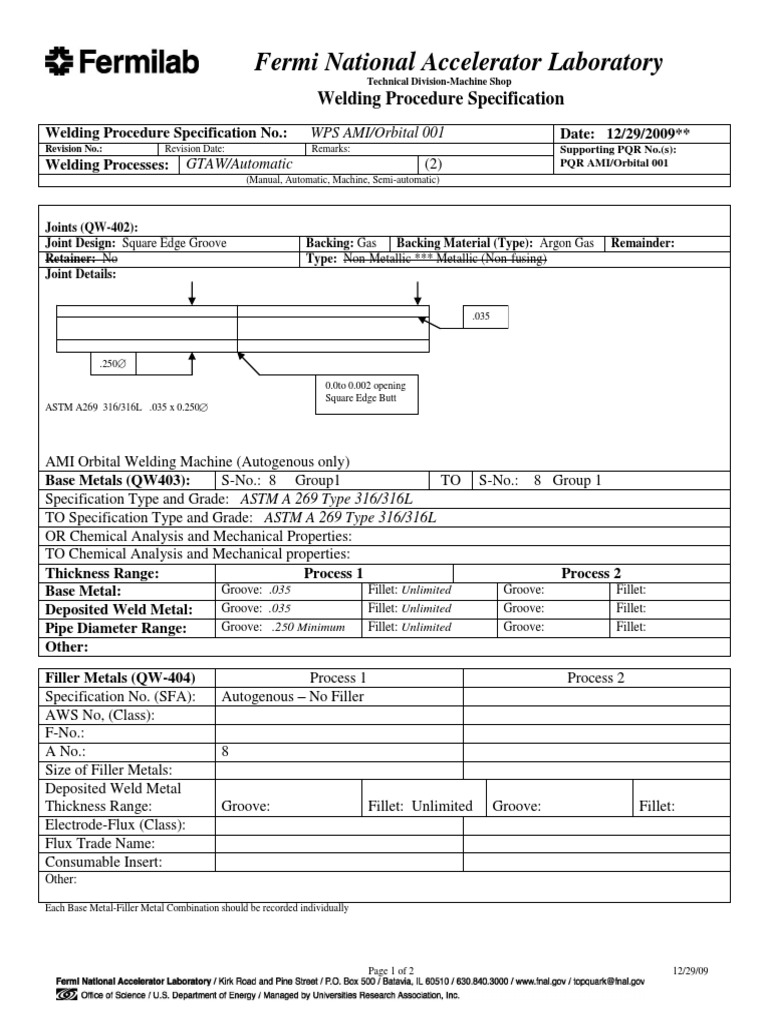 Ami-001 WPS | PDF | Welding | Construction