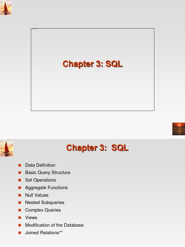 Chapter 3: SQL | PDF | Sql | Relational Model