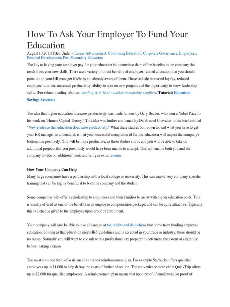 Maximizing Employer Support for Education: A Guide to Securing Tuition ...