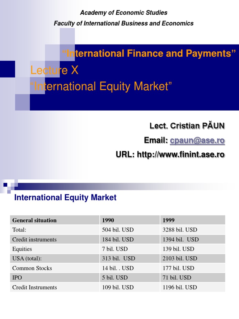 Lecture 11 International Equity Market | PDF | Dividend | Preferred Stock