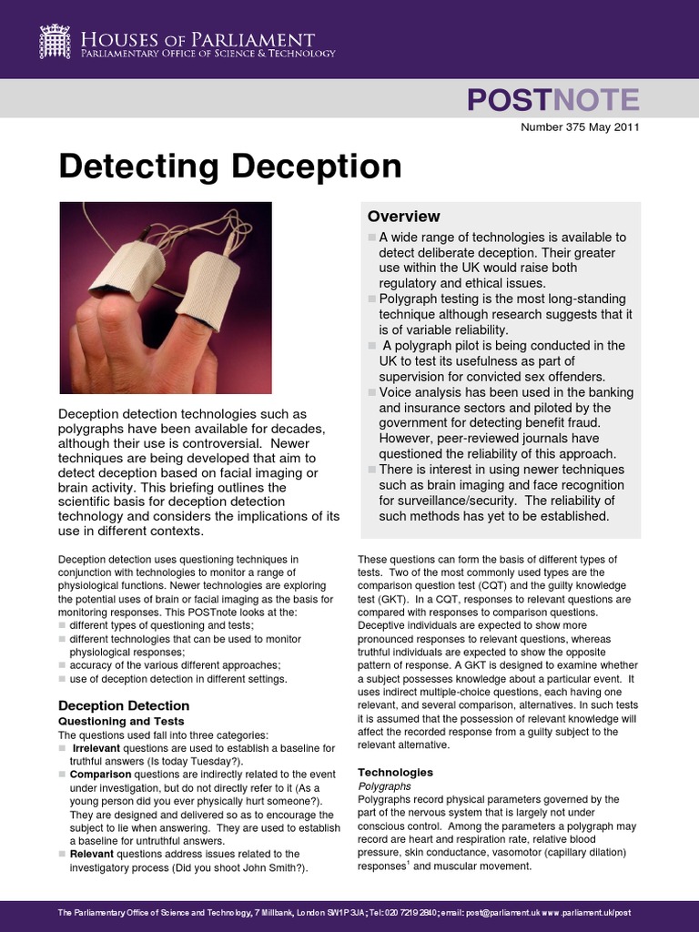 Detecting Deception Polygraph Deception