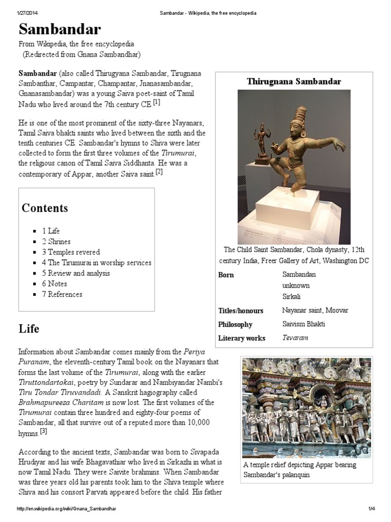 Sambandar | PDF | Theistic Indian Philosophy | Tamil Literature