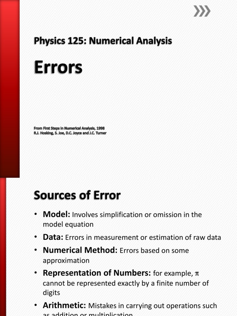 Numerical Analysis Errors Error Errors And Residuals