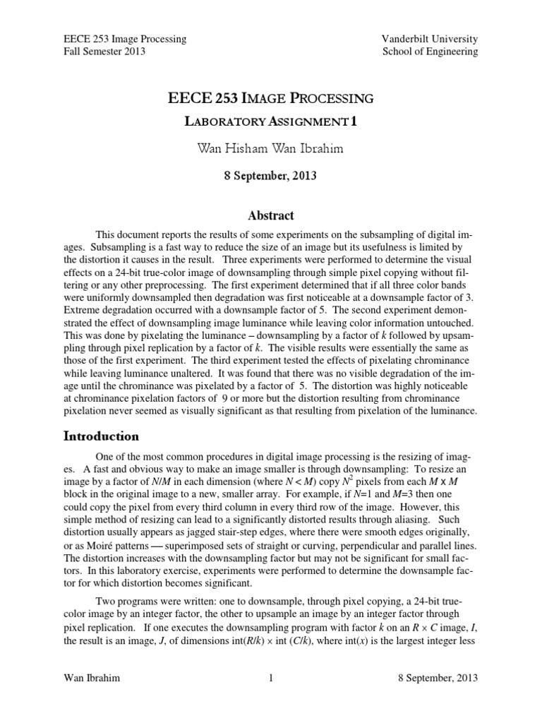 Image Processing Lab Report Sample | PDF | Image Resolution | Perception