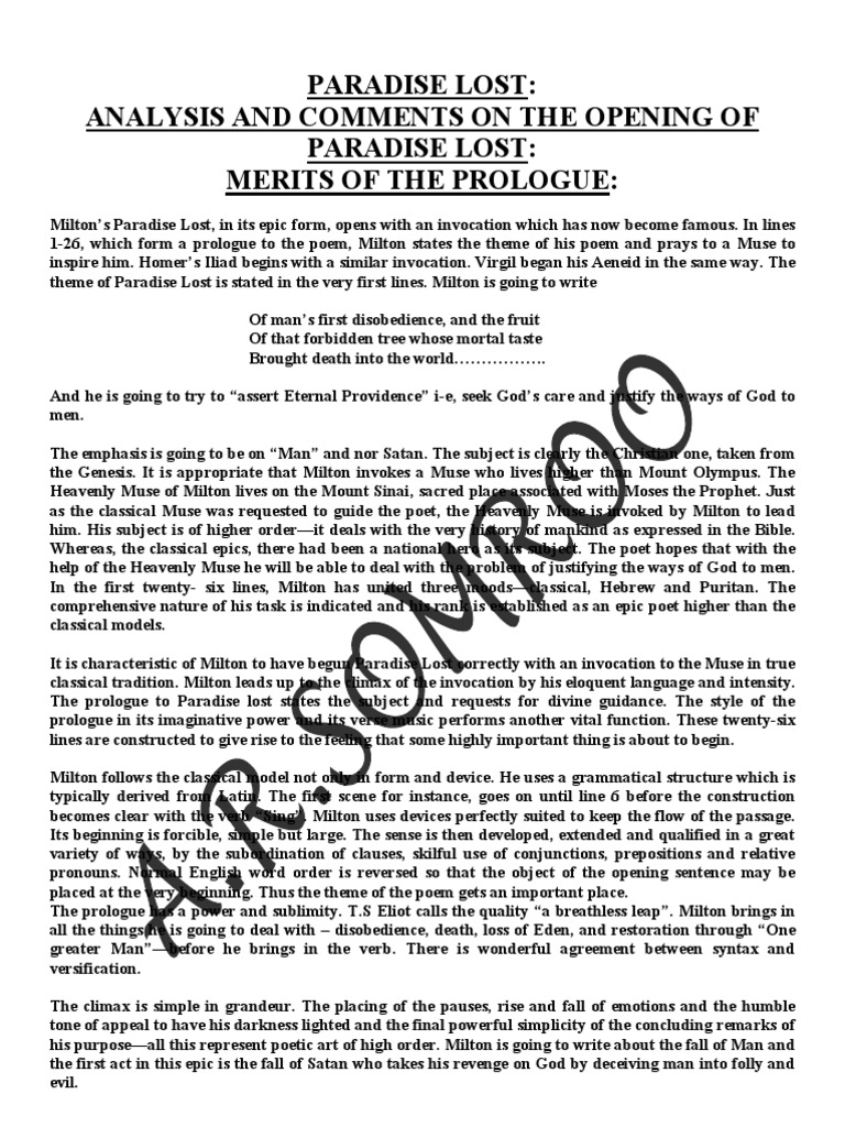 Paradise Lost-Milton | PDF | Paradise Lost | John Milton